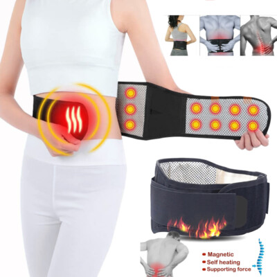 Heating Waist Belt Pain Relief Lower Back Lumbar Brace Support Therapy ...