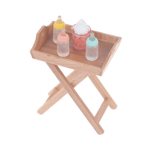 1:12 Dollhouse Miniature Wooden Tray Food Coffee Drinking Table Shelf ...