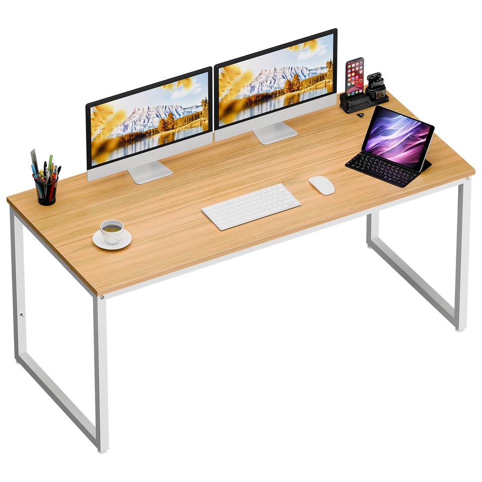 55" Large Computer Desk Writing Desk Natural Study Office Desk Corner ...