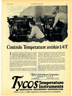 1928 Taylor Instrument Co. Ad: Finger Lakes Canning Co. Penn Yan, New ...