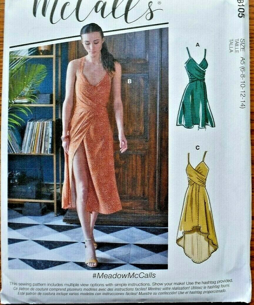 MCCALLS PATTERN 8105 DRESSES MEADOW MISSES SIZES 6 8 10 12 14 NEW UNCUT | eBay