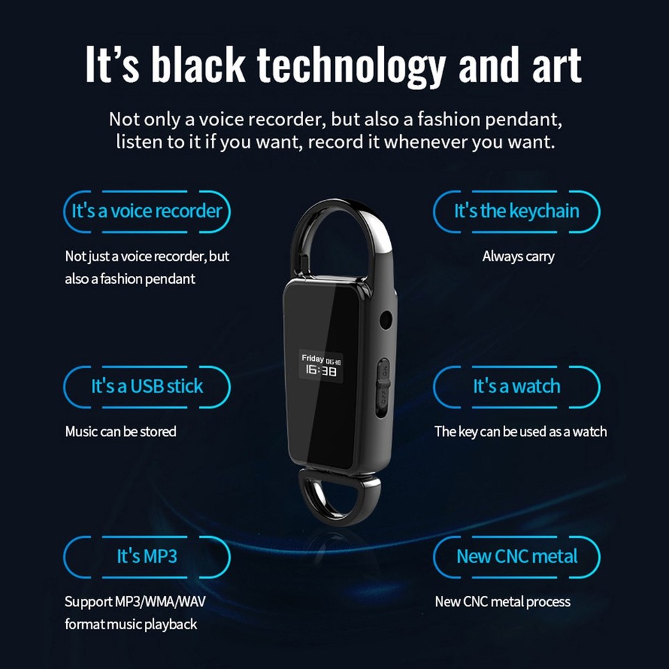 Digital Voice Activated Recorder Mini Keychain Audio Sound Recorder ...