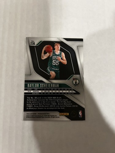 Baylor Scheierman Rookie 2024-25 Panini Prizm Boston Celtics RC Card ...