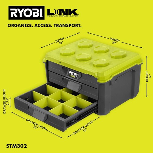 RYOBI LINK 20 in. 3-Drawer Modular Hand Tool Box | eBay