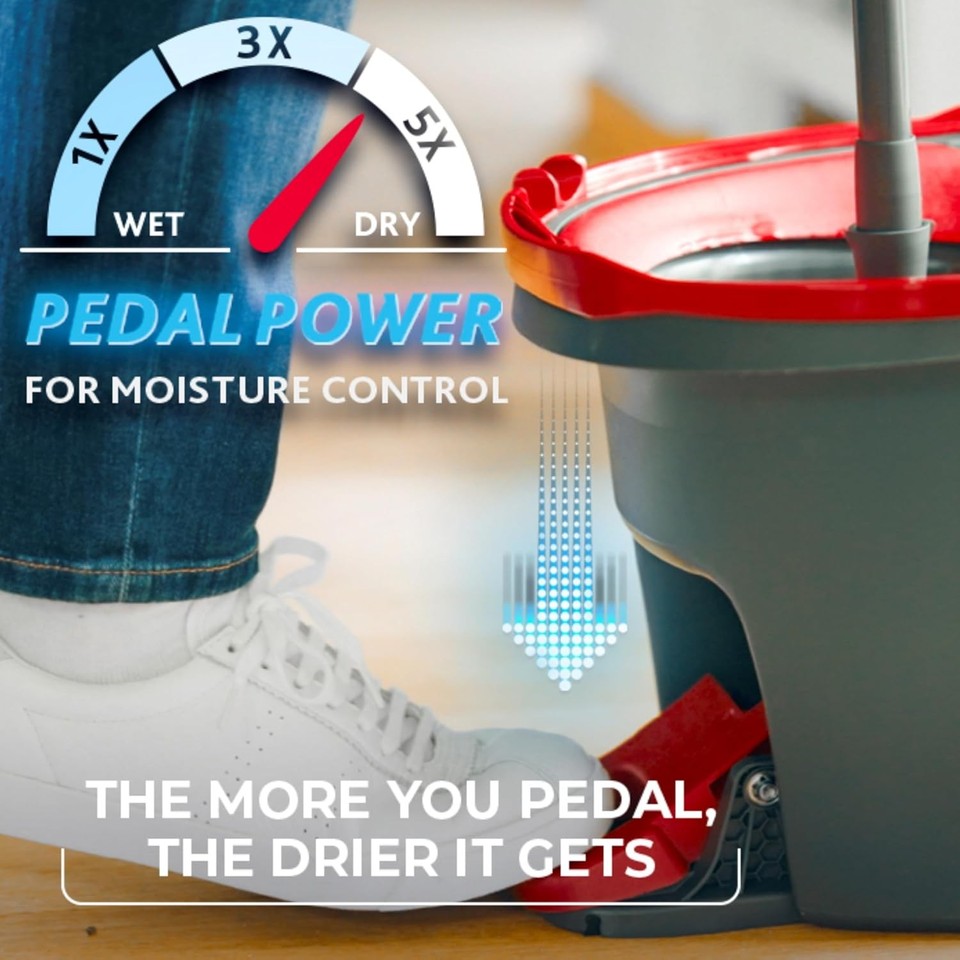 O-Cedar EasyWring Microfiber Spin Mop, Bucket Floor Cleaning System ...