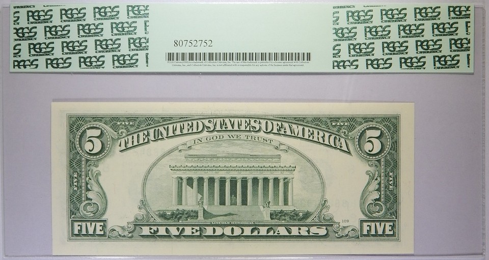 1995 $5 St. Louis PCGS 65PPQ Lucky 8's Fancy Serial Number 88884833 | eBay