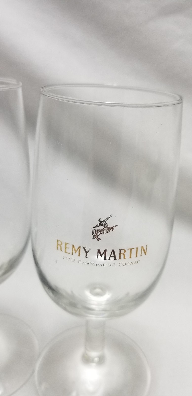 Remy Martin Glass Stem Fine Champagne Cognac Gold Logo Tall Barware 2 ...