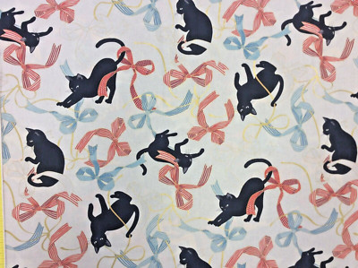 NT79 Neko Kitty Cat Japanese Asian Retro Kitten Black Cat Cotton Quilt ...
