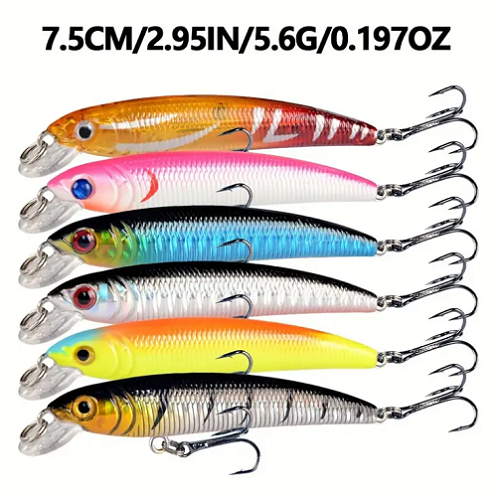 56pcs/set Lot Mixed Bionic Fishing Lures Minnow Hard Artificial Bait ...