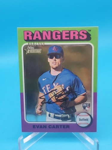 Evan Carter 2024 Topps Heritage RC #170 Chrome 468/999 - Texas Rangers ...