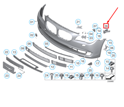 BMW 7 F01 front bumper right adapter plate 51117207152 7207152 NEW REAL ...