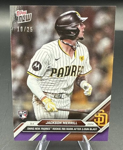 JACKSON MERRILL 2024 MLB Topps NOW PADRES ROOKIE RBI RECORD PURPLE /25 ...