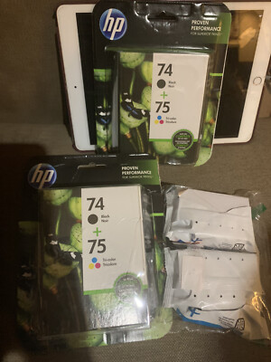 HP 74/75 Black + Tri-color printer ink cartridges brand new sealed ...