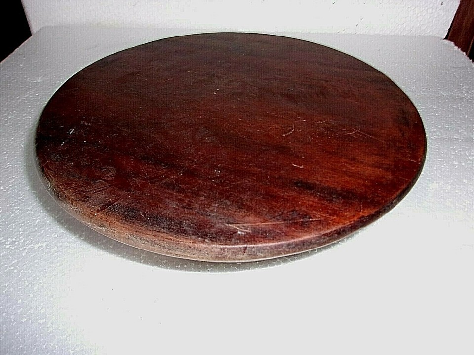 LARGE ROUND WOOD TRIVET 7" Diameter ON TOP 9": ON BOTTOM VERY THICK | eBay