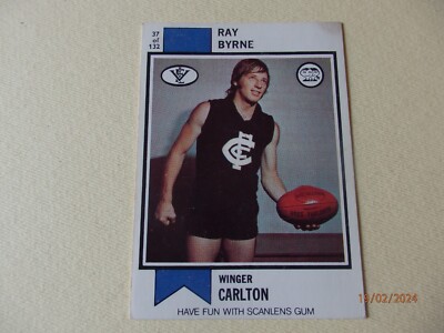 RAY BYRNE - CARLTON - SCANLENS 1974 VFL FOOTY CARD NO 37 | eBay Australia