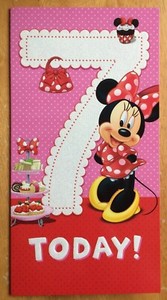 ‘7th Birthday’ Disney Minnie Mouse Birthday Card - 9”x4.75” - Glitter ...