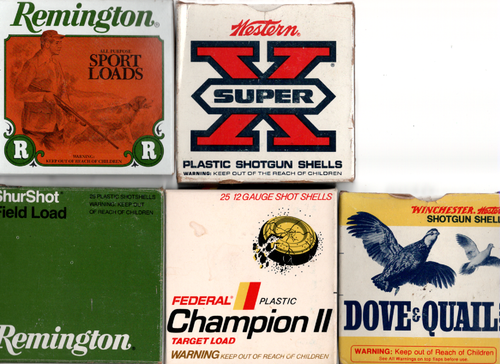 LOT 5 SHOT SHELL BOXES EMPTY FEDERAL WINCHESTER REMINGTON WESTERN 12GA ...