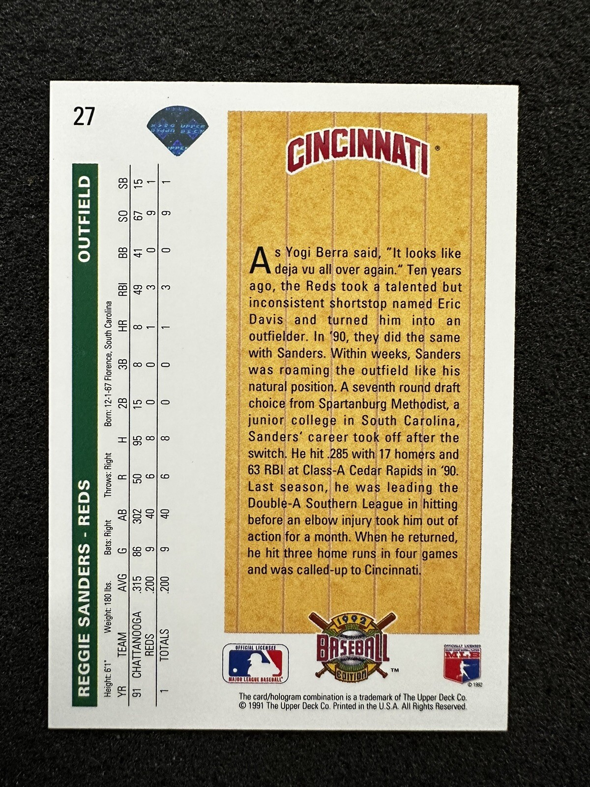 1992 Upper Deck - Star Rookie #27 Reggie Sanders for sale online | eBay