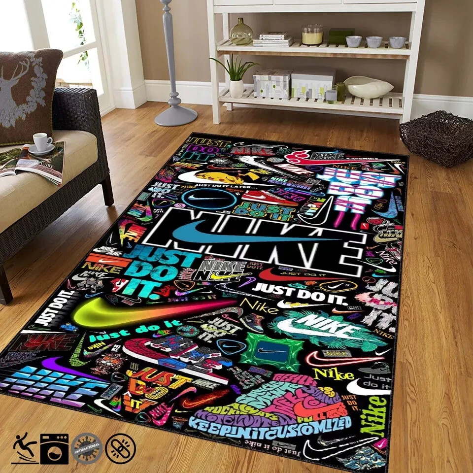 Sneakers Cool Shoes Rug, Sneakers Patterned Text Colorful Rug, Fashion ...