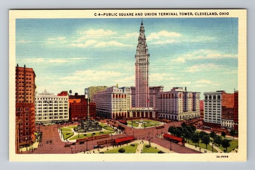 Cleveland OH-Ohio, Public Square, Union Terminal Tower, Antique Vintage ...