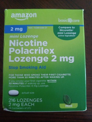 Sealed Amazon Basic Care Nicotine Polacrilex Lozenge 2mg 216 Mini ...