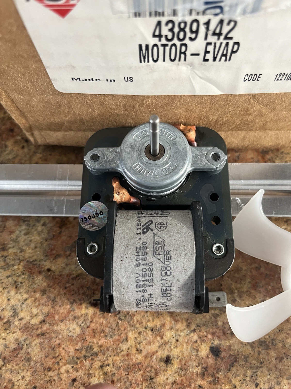 WP4389142 NOS Genuine OEM Whirlpool Evaporator Fan Motor with Fan ...