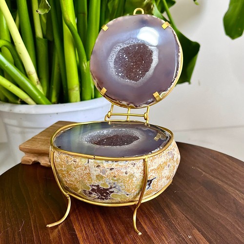 3.39lb Natural Agate Treasure Basin Quartz Geode Crystal Healing decor ...