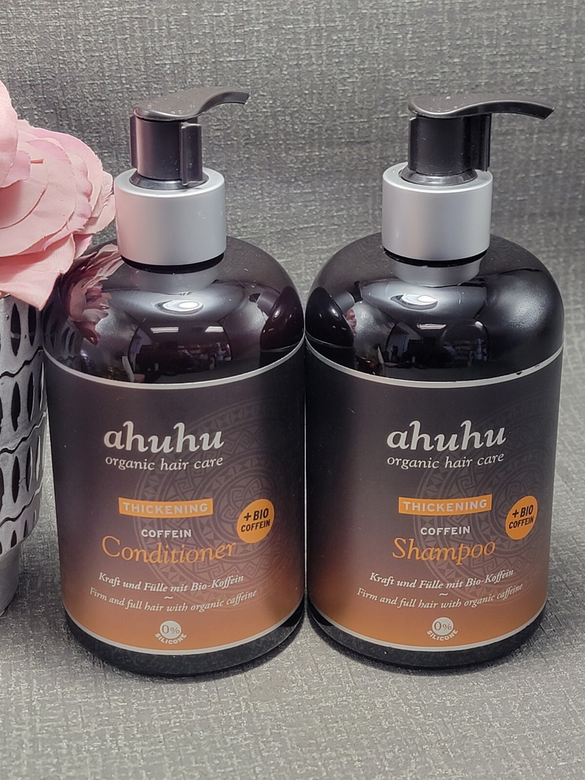 Ahuhu Organic Hair Care Thickening Coffein Shampoo & Conditioner 7.6 oz ...