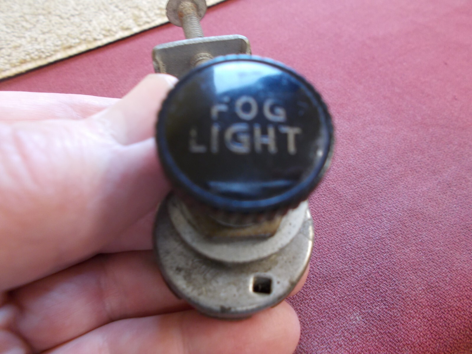 VINTAGE FOG LIGHTS SWITCH UNDER DASH COLE BLACK KNOB BRACKET FORD CHEVY ...