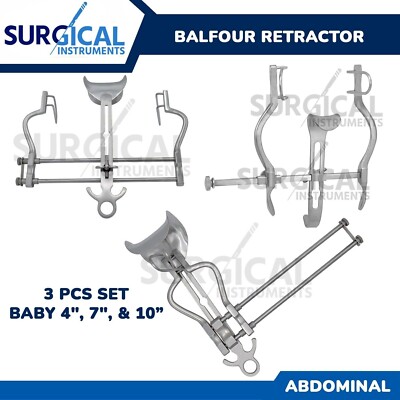 3 Balfour Retractor Surgical & Veterinary baby 4",7" 10" Stainless ...