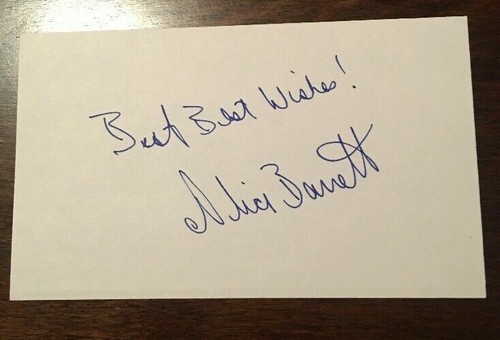 ALICE BARRETT- ACTRESS -AUTOGRAPH SIGNED- INDEX CARD - GUARANTEED ...