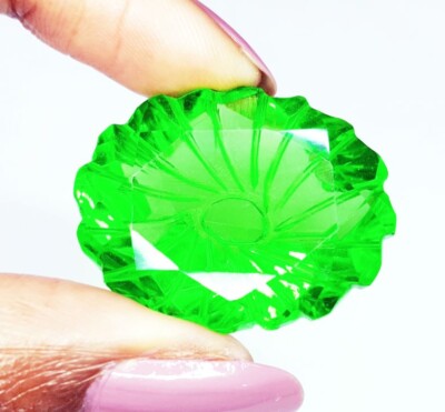 Lab-Created Green Topaz 52.50 Ct Loose Gemstone Certified Fancy Shape ...