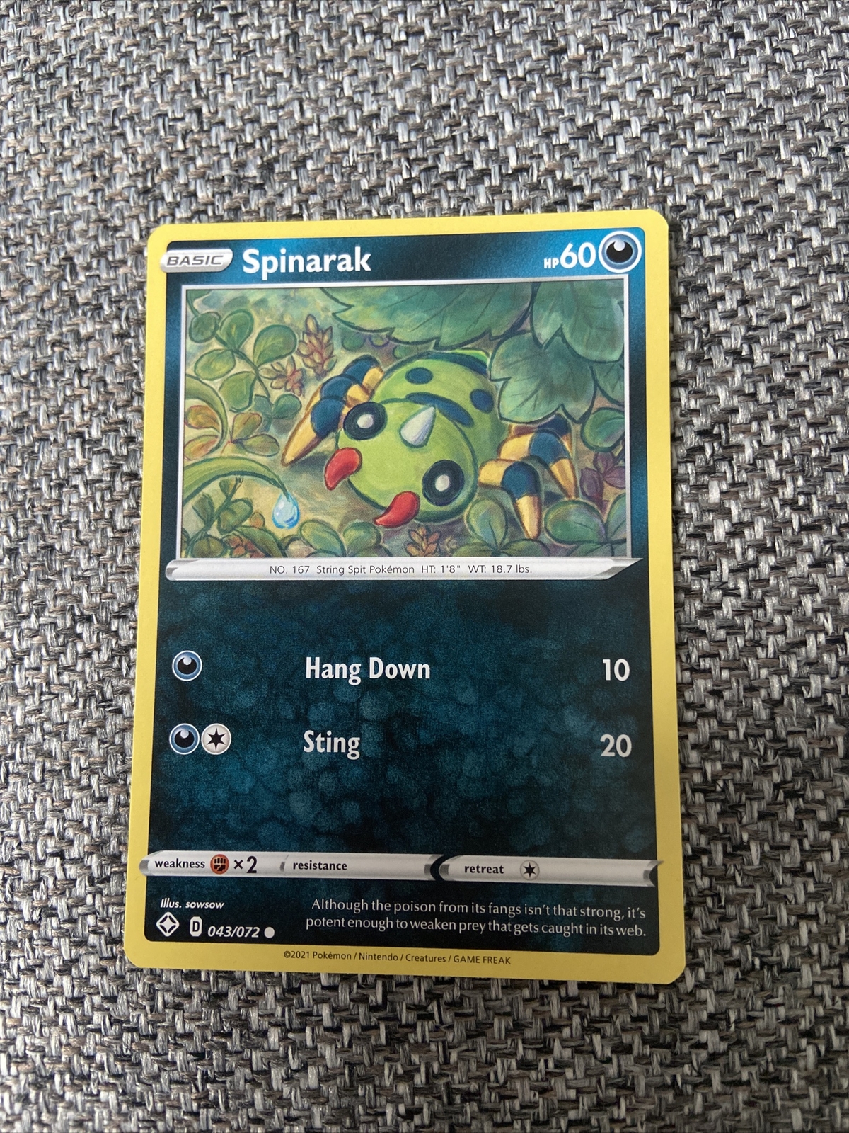 Pokémon TCG Spinarak Shining Fates 043/072 Regular Common for sale ...
