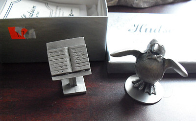 Vintage Hudson Pewter Penguin Conductor with Pedestal 2" Tall with Box ...