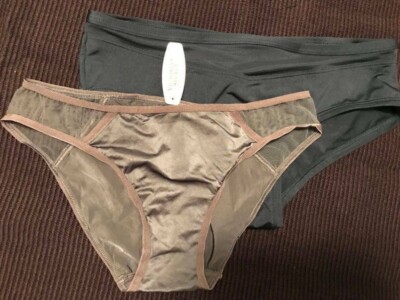 Lot of 2 New XS Victorias Secret Mesh Bikini Cheekini Panties Gray Navy ...