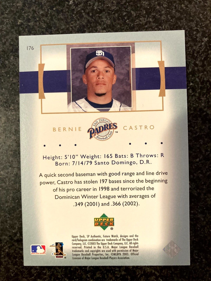 2003 SP Authentic #176 Bernie Castro FW Rookie #rd /2003 Padres B17 | eBay