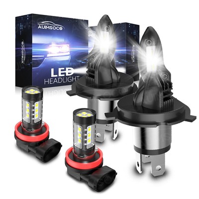2 Pair 9003+H11 LED Headlight Bulbs Kit Hi-Lo Beam Fog Light Xenon ...