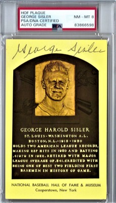GEORGE SISLER PSA/DNA SIGNED HOF GOLD POSTCARD PLAQUE AUTOGRAPH NM - MT ...