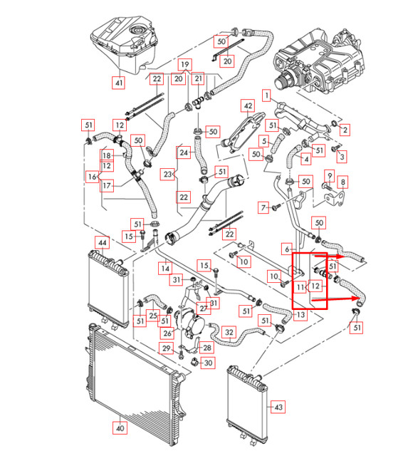 2011-2015 Audi Q7 Radiator Coolant Hose Pipe 06e121083h 7L8121051F for ...