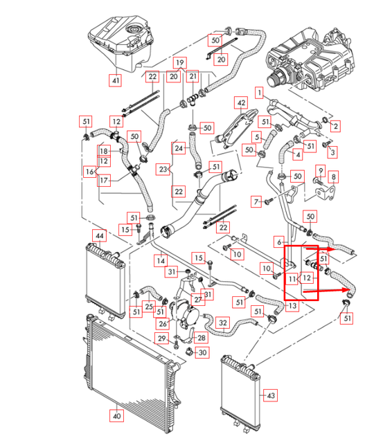 OEM Audi Q7 4l Radiator Water Coolant Hose Pipe 7L8121051F Genuine 2015 ...