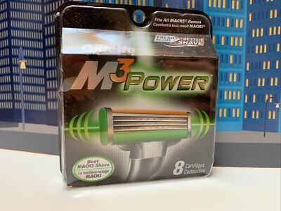 8 Gillette Mach3 M3 Power Mach 3 Razor Blade Shaver Refill Cartridges ...
