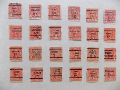 U S (24) used PRECANCELLED STAMPS with different cities-6-18-F-9 C ...