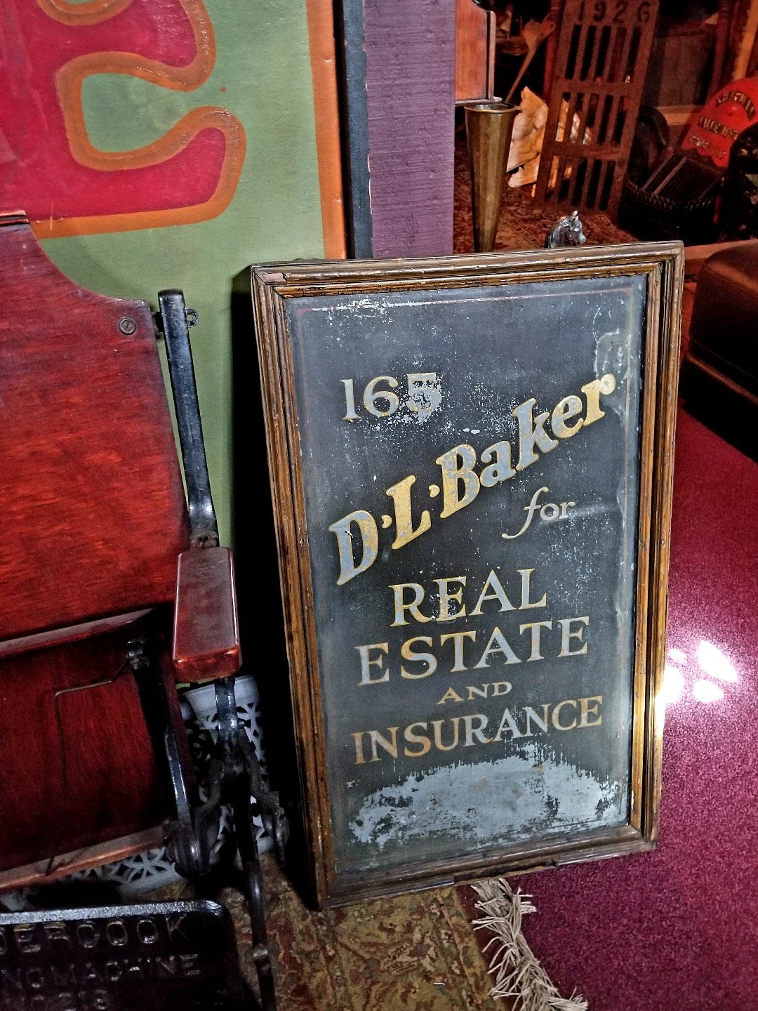 1910s Hartford Ct D. L. Baker Antique Insurance Street Advertising Sign ...