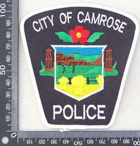 VINTAGE CITY OF CAMROSE POLICE EMBROIDERED PATCH WOVEN CLOTH SEW-ON ...
