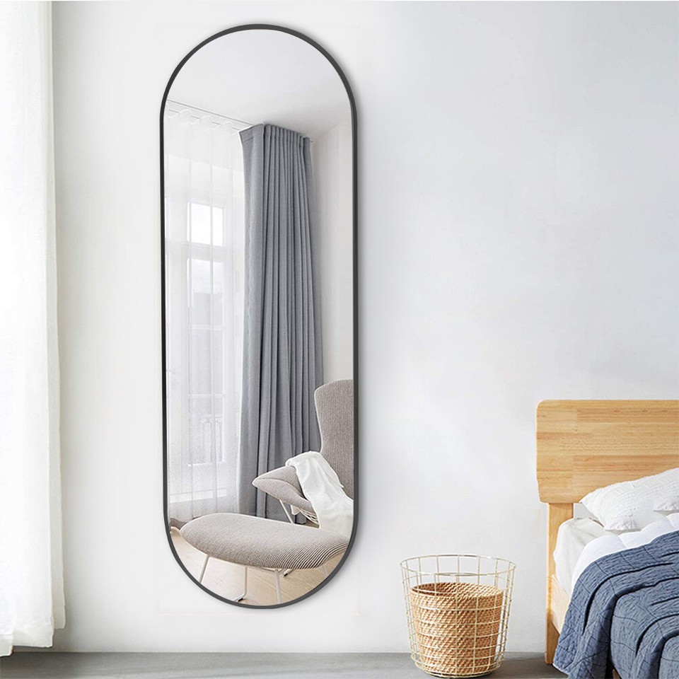Black Long Wall Mounted Bedroom Hallway Living Room Dressing Mirror ...