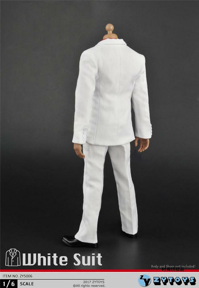 1/6 Scale Men Suit Full Set WHITE For 12" Hot Toys TBLeague Male Figure ...
