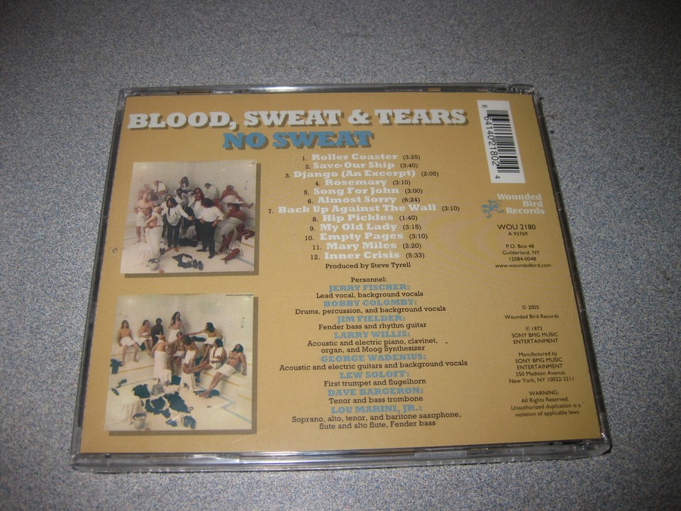 Blood, Sweat & Tears ‎– No Sweat (1995) Wounded Bird original CD issue ...