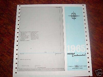 1965 Lincoln Continental Window Sticker