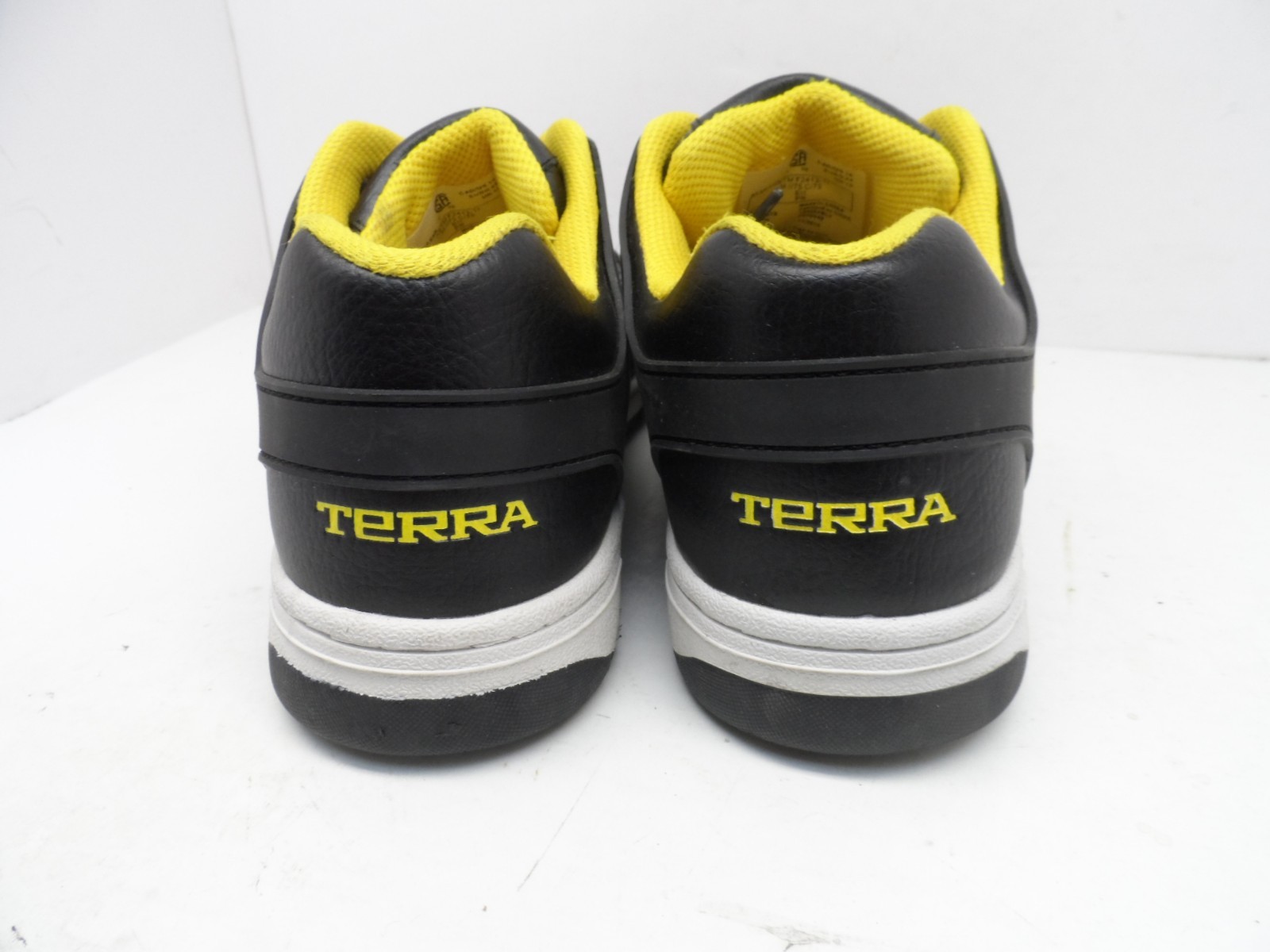 Terra Men's Austin Leather Steel Toe Safety Work Shoe Black/Yellow 10M ...