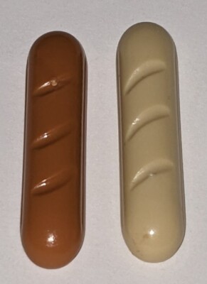 LEGO LOT OF 2 TAN & DARK Bread Baguette Loaf Loaves 4342 Minifigure ...